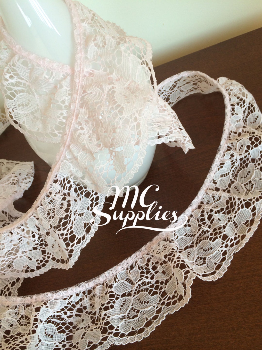 2 Yds,pleated Lace,lace Ribbon,pink Lace,gathered Lace,embellished Lace ...