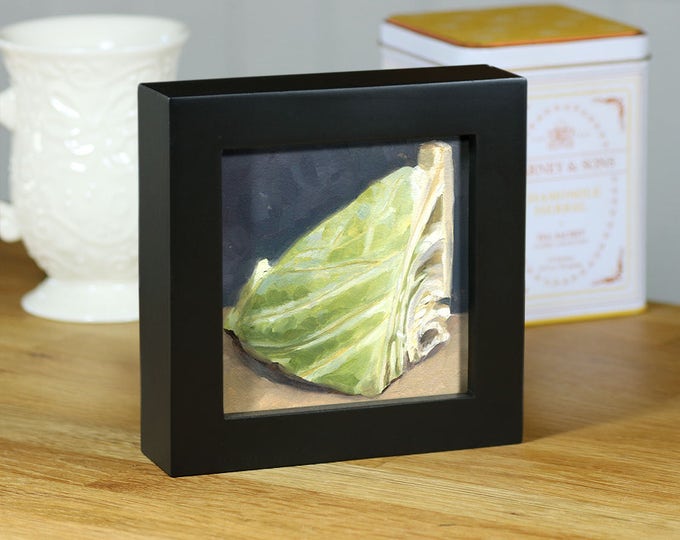 Cabbage, Original Food Painting, 4"x4" Framed Oil Still Life - Etsy