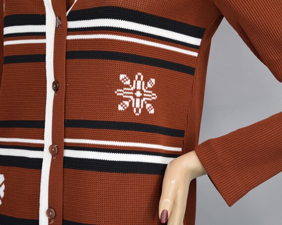 Rust Brown Vintage 70s Cardigan & Pants Knit Pantsuit - Gem