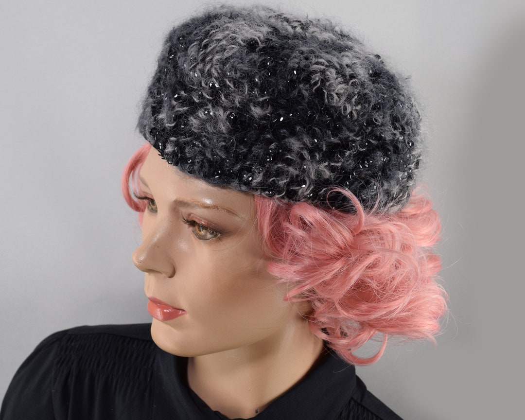 Fuzzy Gray Vintage 60s Soft Pillbox Hat With Sequin Sparkle - Etsy