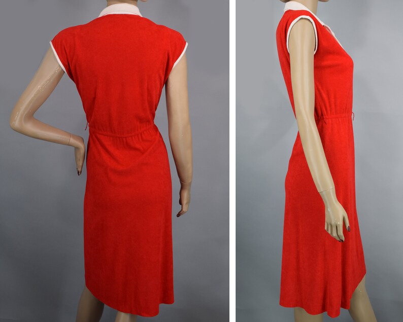 Cherry Red & White Vintage 80s Terry Cloth Dress Preppy - Etsy