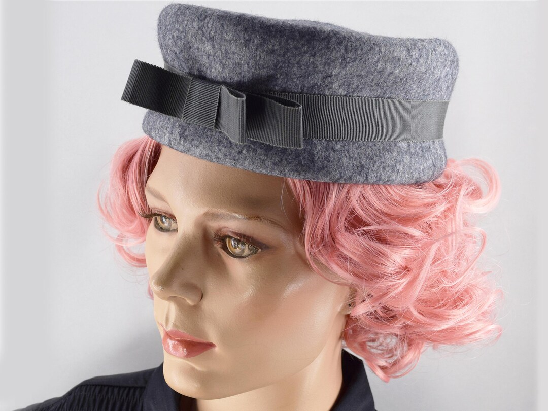 Heather Gray Vintage 60s Hat Pillbox Soft Curved Top Hat - Etsy
