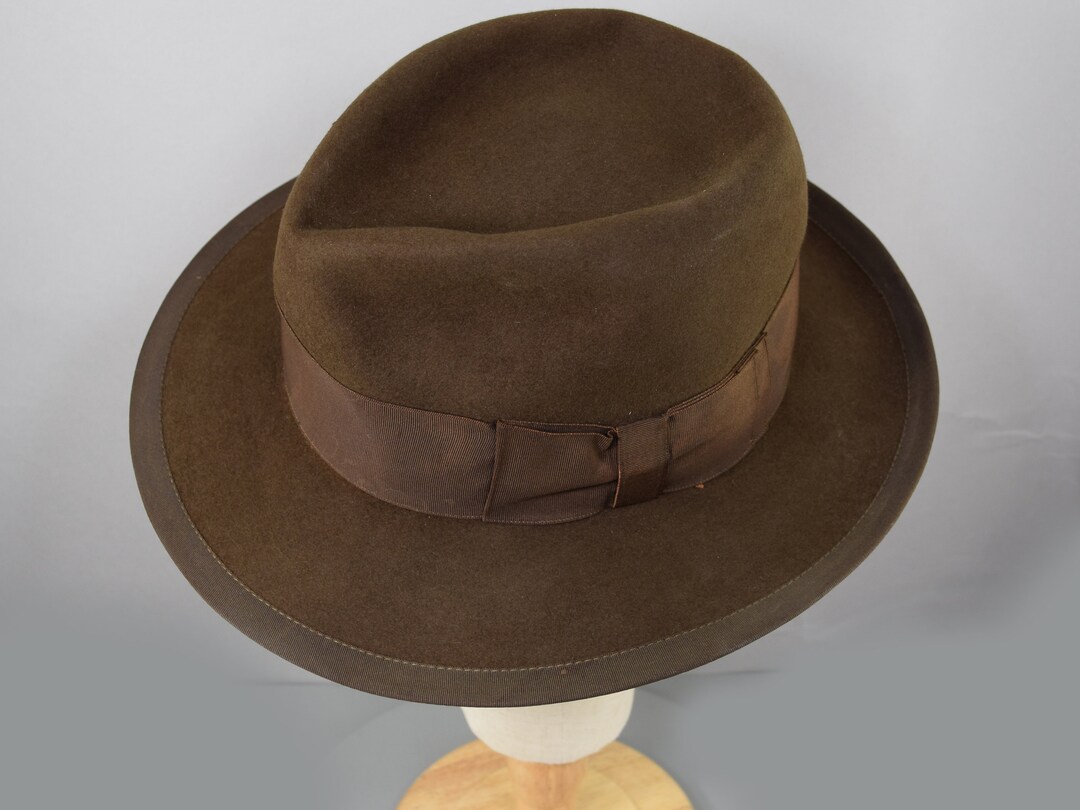 Brown Vintage 40s Fedora Stetson Medalist Three Way Hat With Wide Brim ...