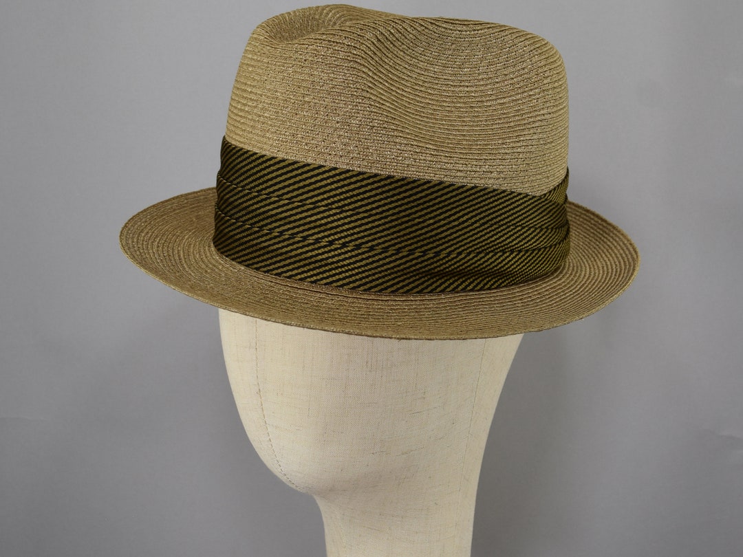 Tan Vintage 50s Woven Straw Fedora Hat by Dobbs Size 7 - Etsy