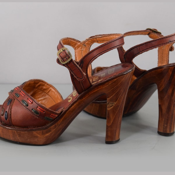 Wooden Platform Shoes Vintage - Etsy