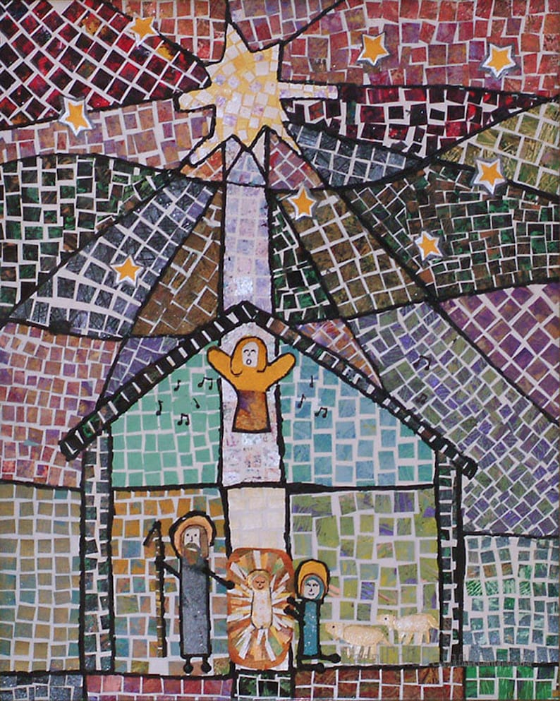 Nativity Art Print, Mosaic Collage Process, Created With Children for ...