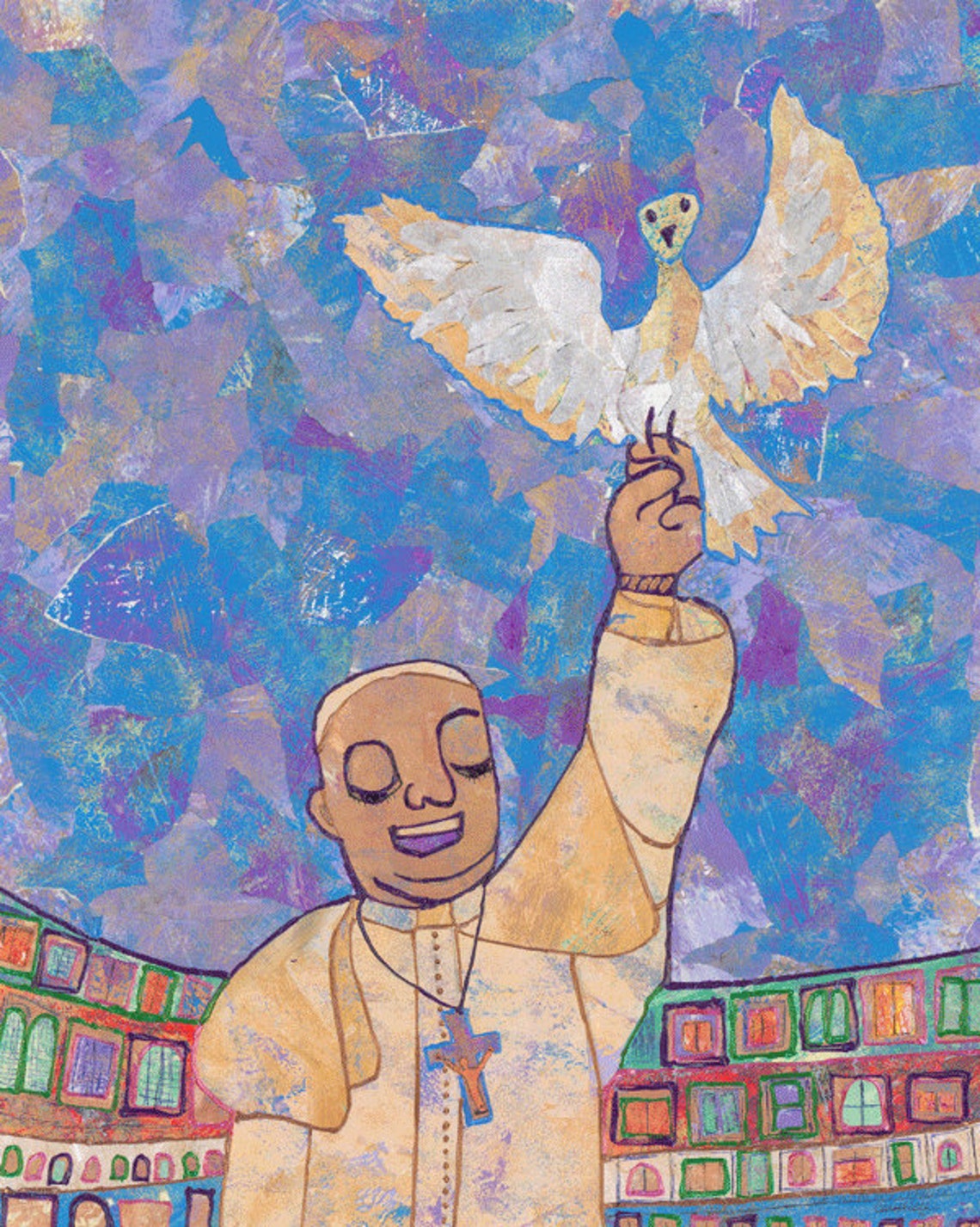 Pope Francis and the Dove, Created With the Children, Fine Art Print 8 ...