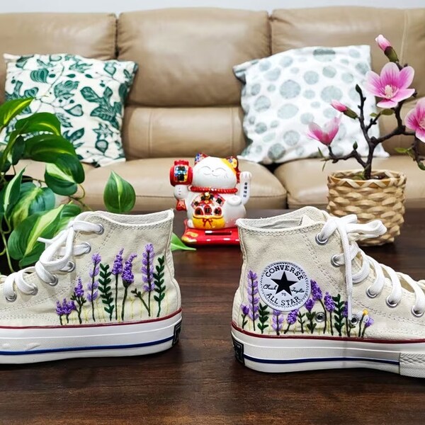 Purple Converse - Etsy