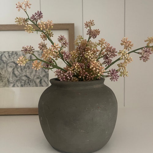 Small Black Clay Pot 3 Vintage Grey Home Decor - Etsy