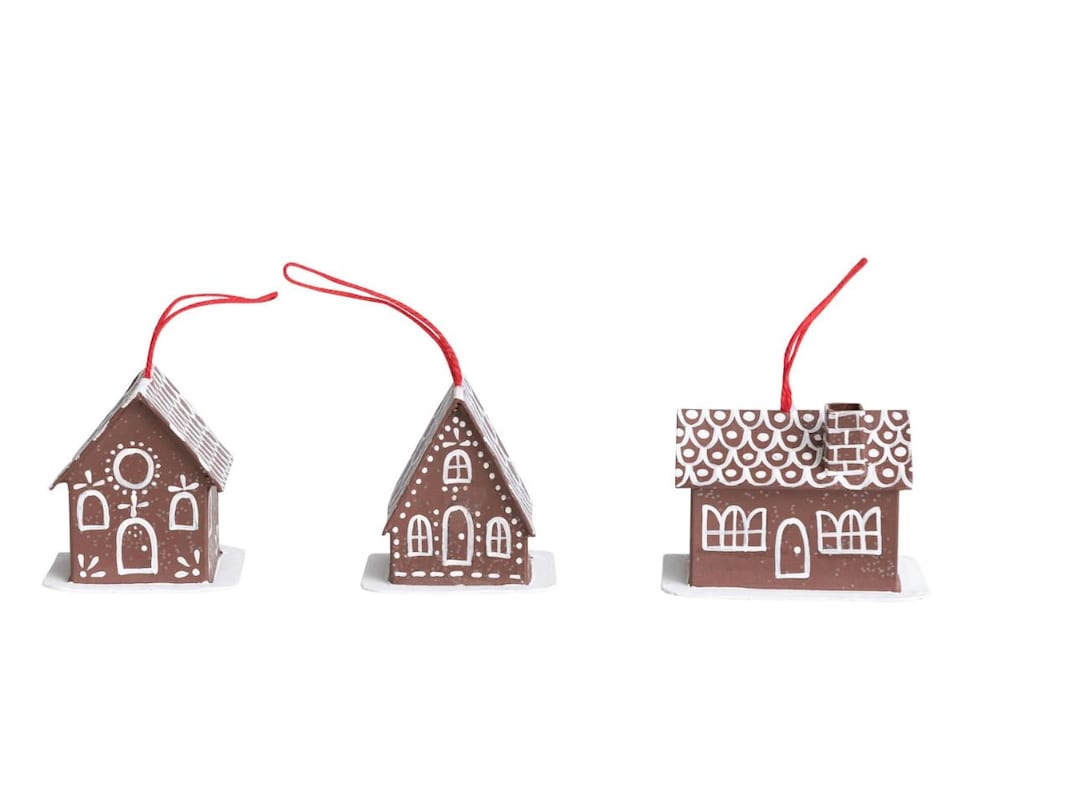 Paper Gingerbread House Ornament, Set of 3 - Etsy