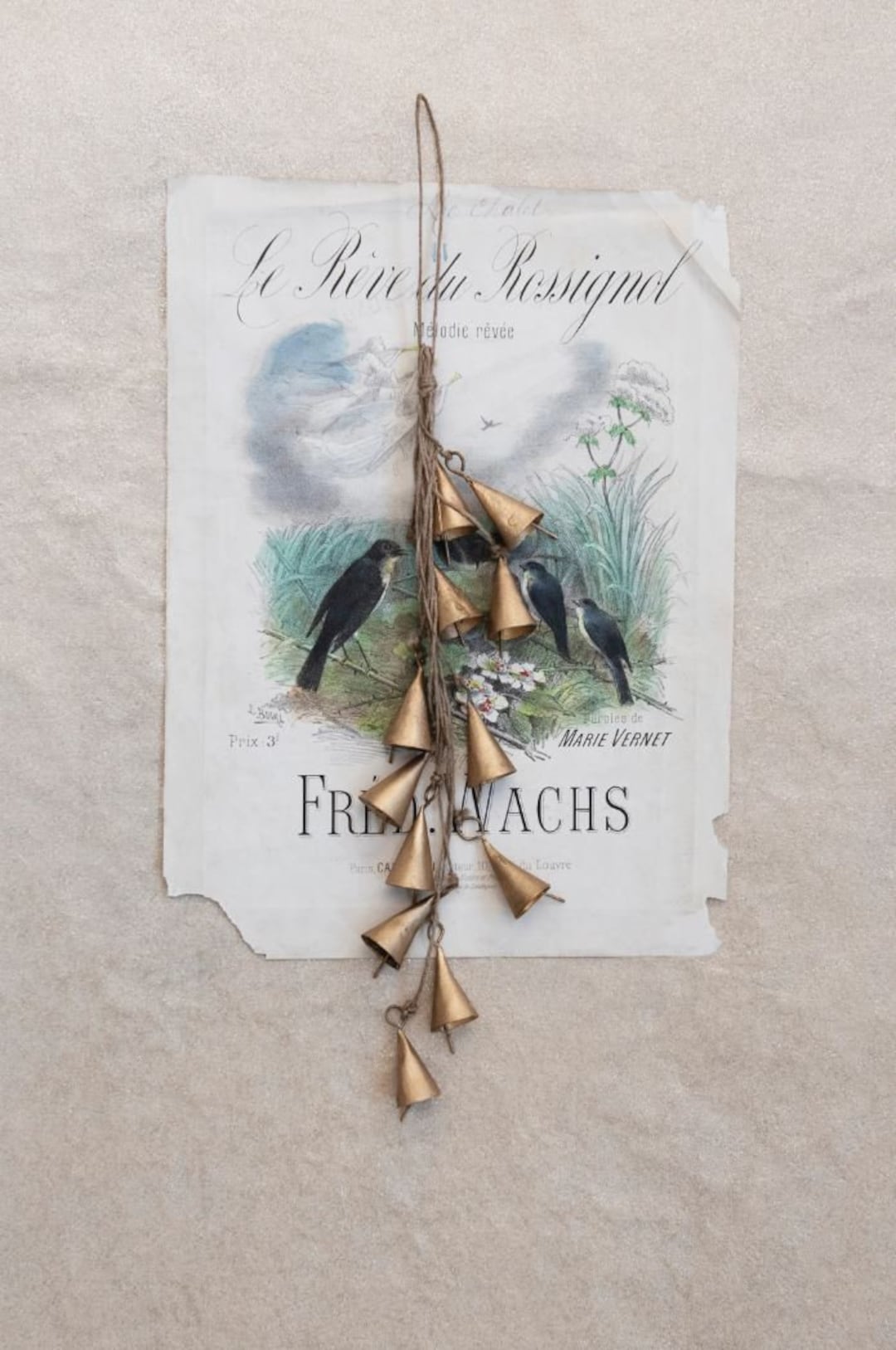 Hanging Metal Bell Cluster With Jute Rope - Etsy