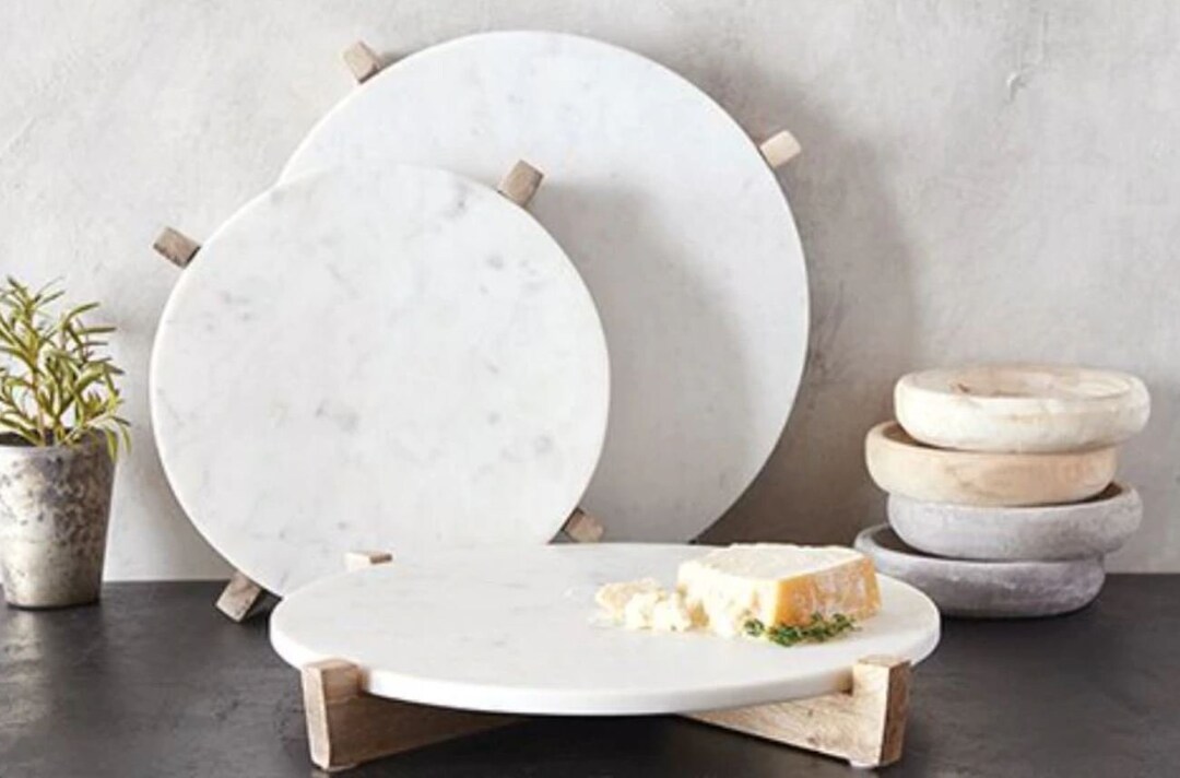 Marble Tray & Natural Mango Wood Stand - Etsy