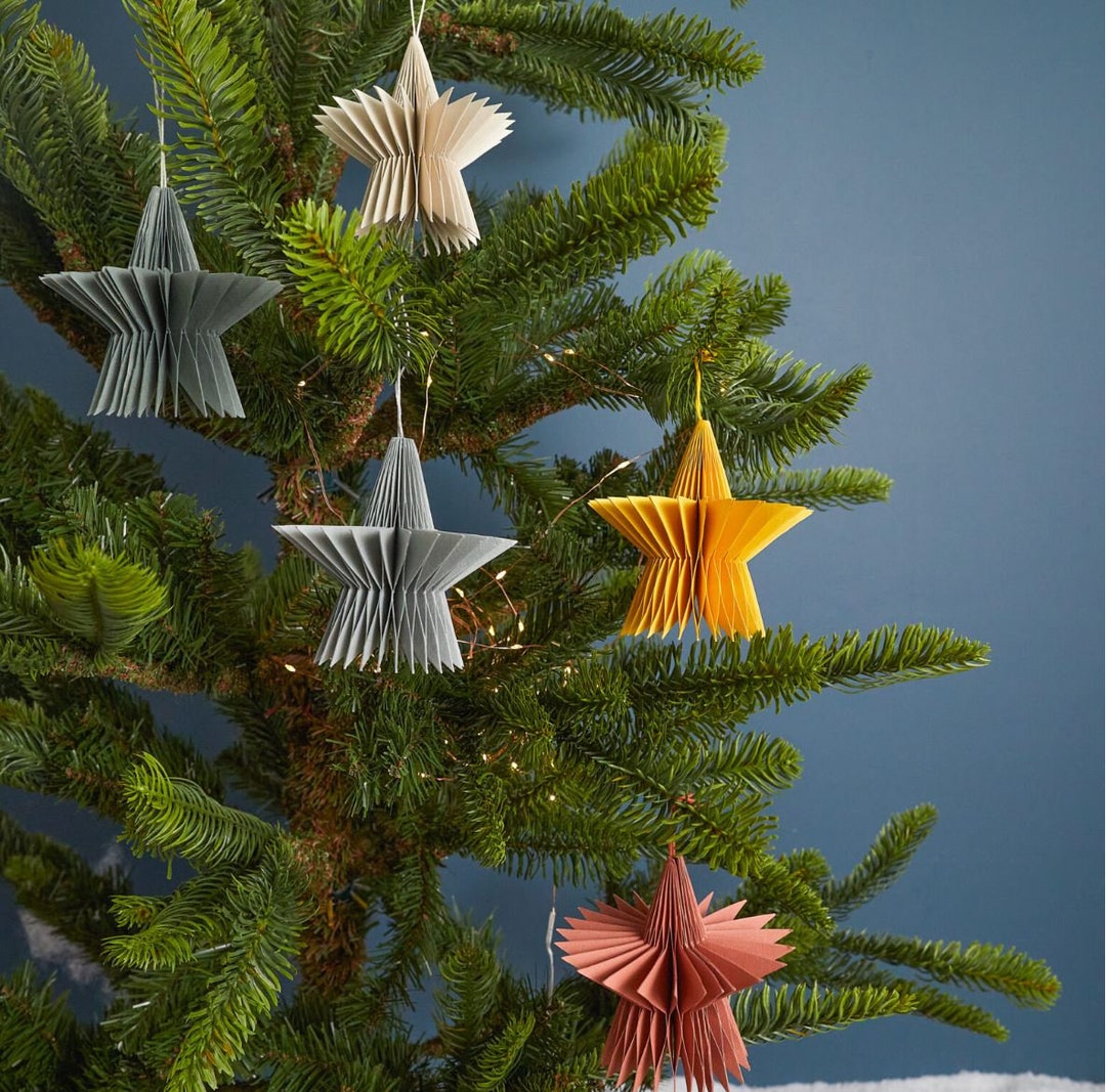 Recycled Paper Star Ornament, Set of 5 - Etsy