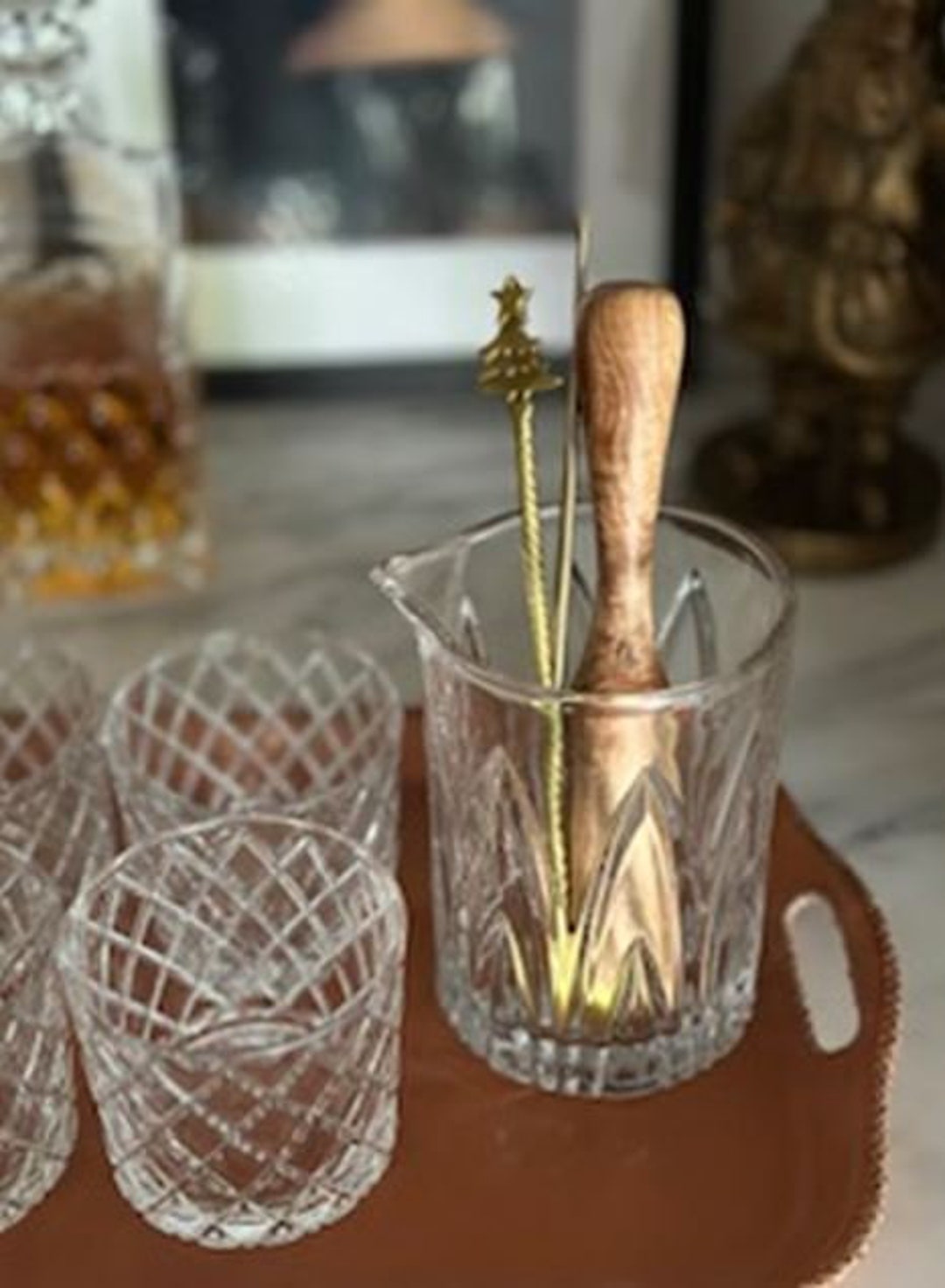 Brass Cocktail Spoon With Tree Handle - Etsy