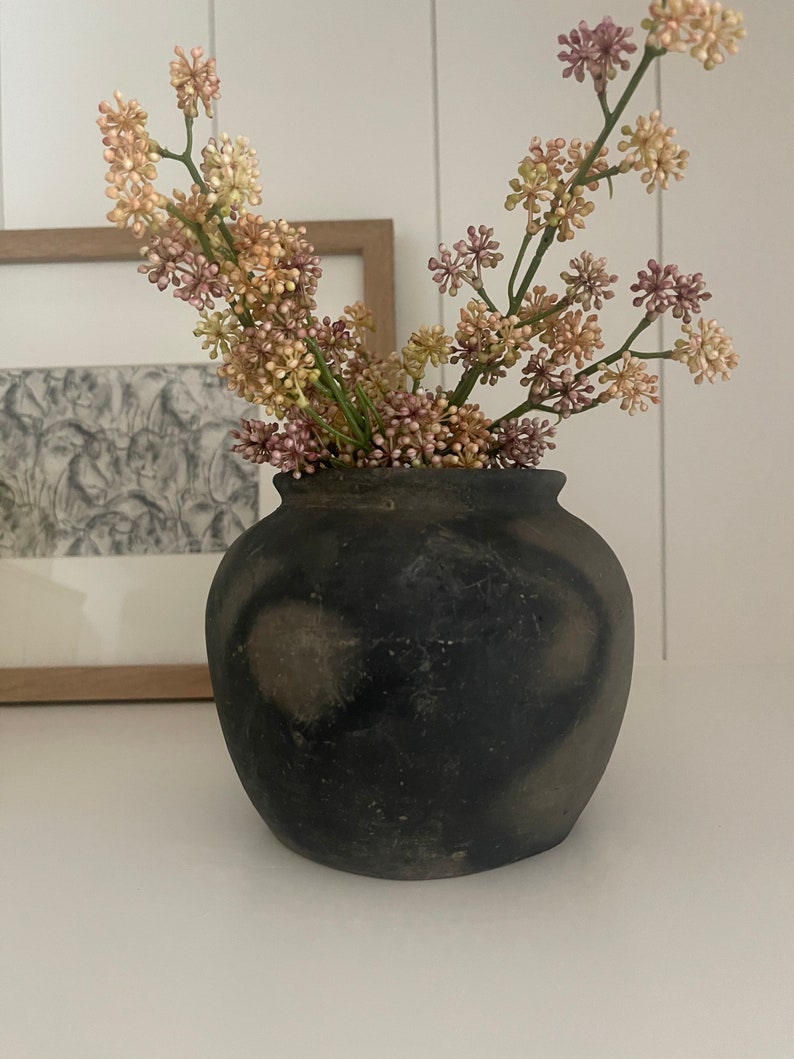 Small Black Clay Pot 3 Vintage Grey Home Decor - Etsy
