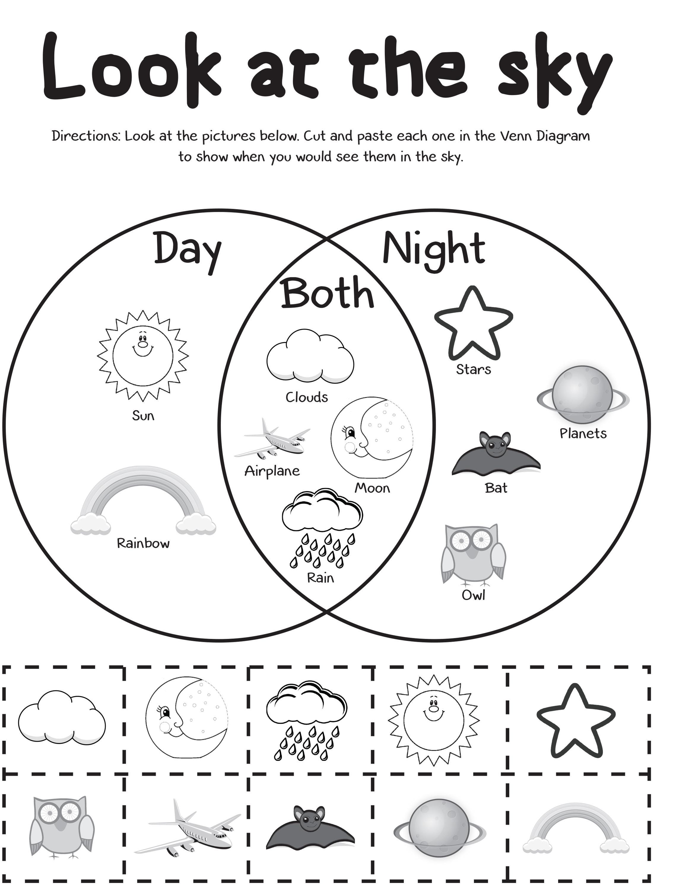 Day and Night Sky Picture Sort (venn Diagram) - Etsy