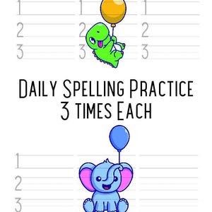 Daily Spelling Practice Worksheet - 3 Times Each - Etsy