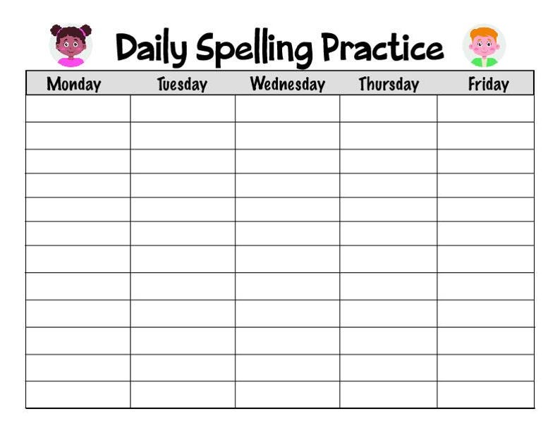 Daily Spelling Practice Worksheet - Etsy