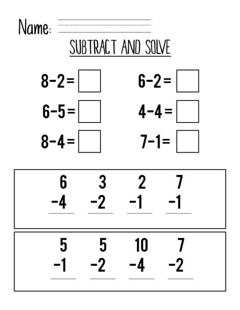 Addition and Subtraction Worksheets | Practice Worksheets - Etsy