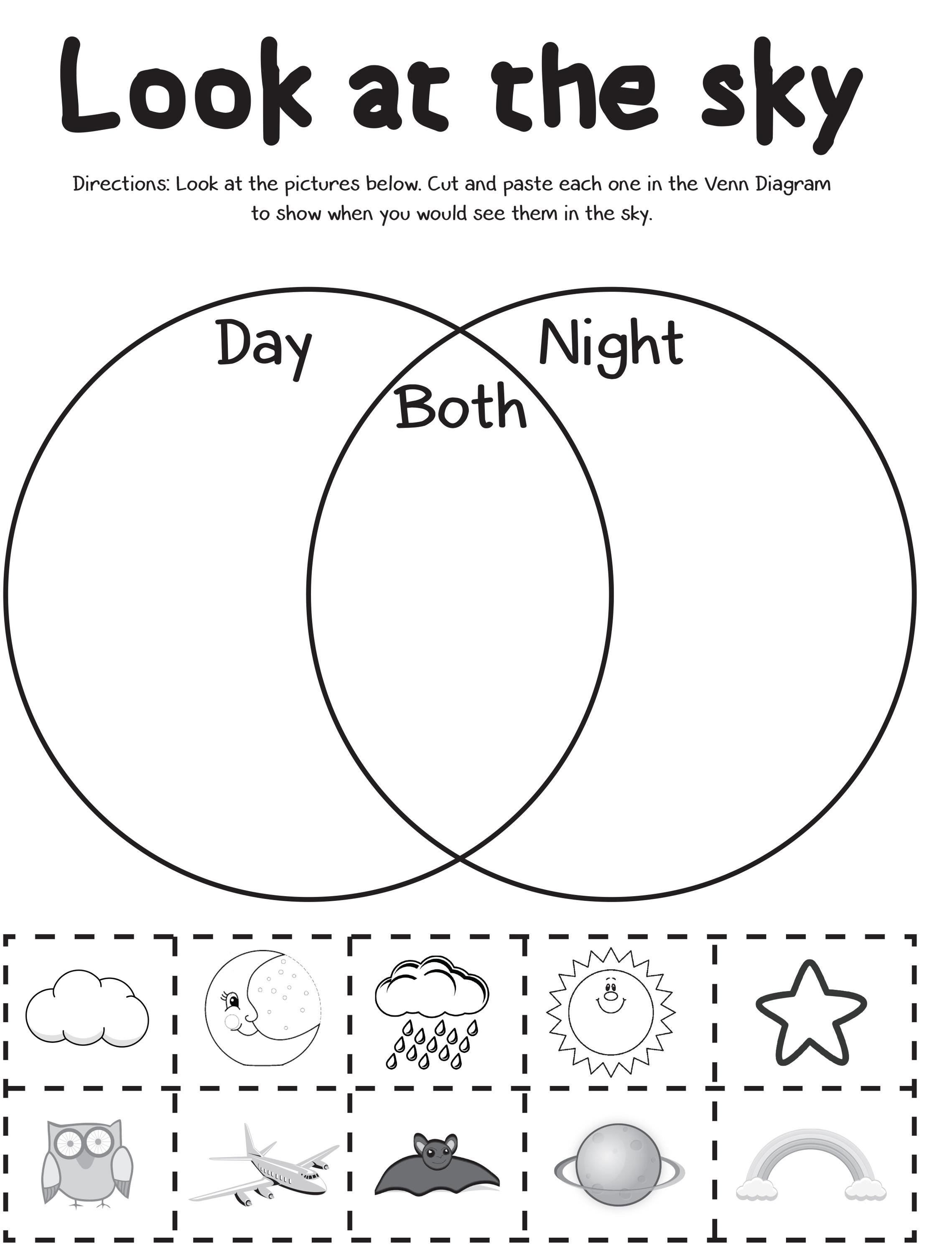 Day and Night Sky Picture Sort (venn Diagram) - Etsy