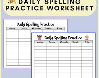 Daily Spelling Practice Worksheet - 3 Times Each - Etsy