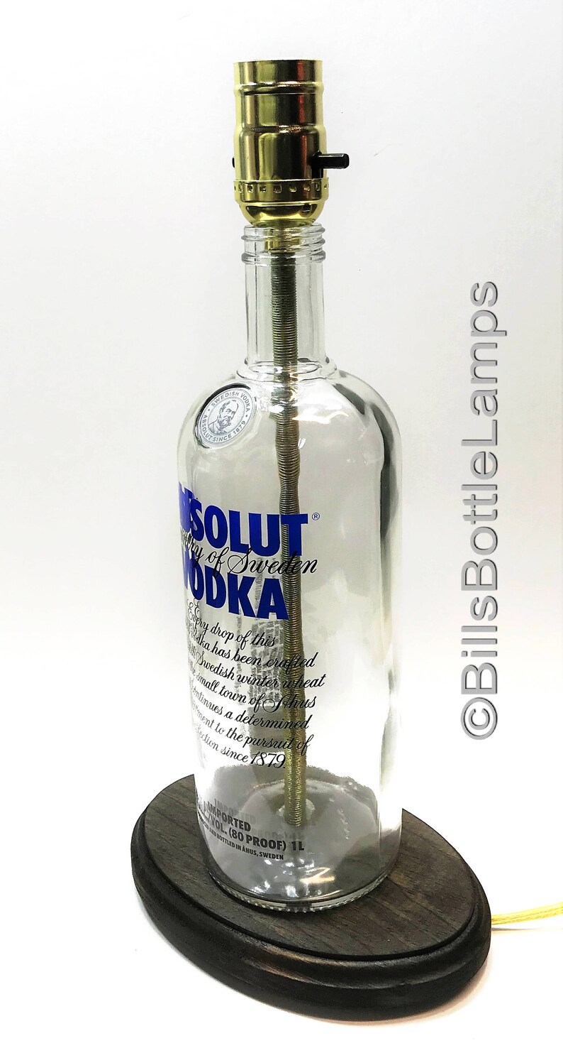 Absolut Vodka Liquor Bottle TABLE LAMP With Wood Base Desk | Etsy