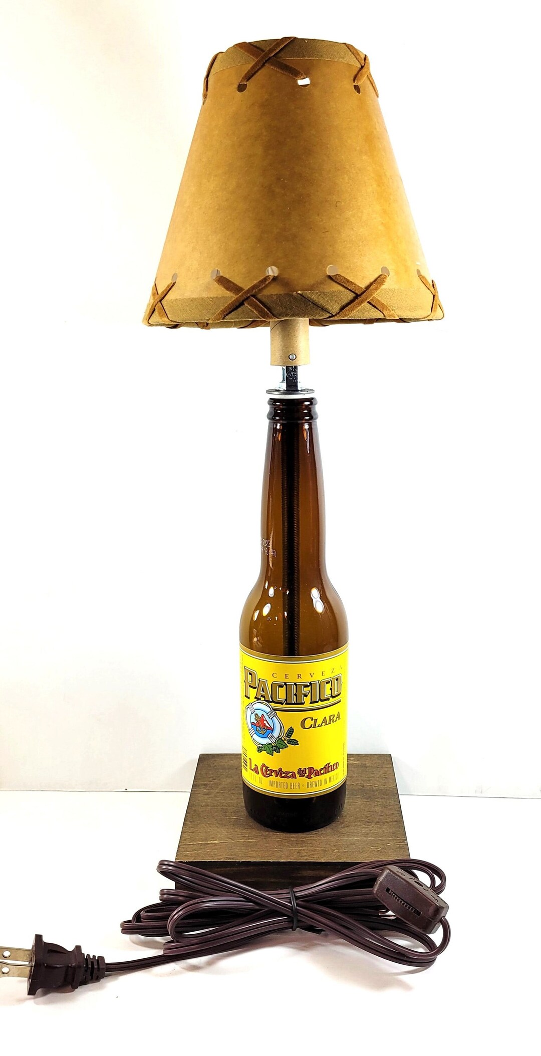 Pacifico Beer Bottle TABLE LAMP Light Package With Laced SHADE ...