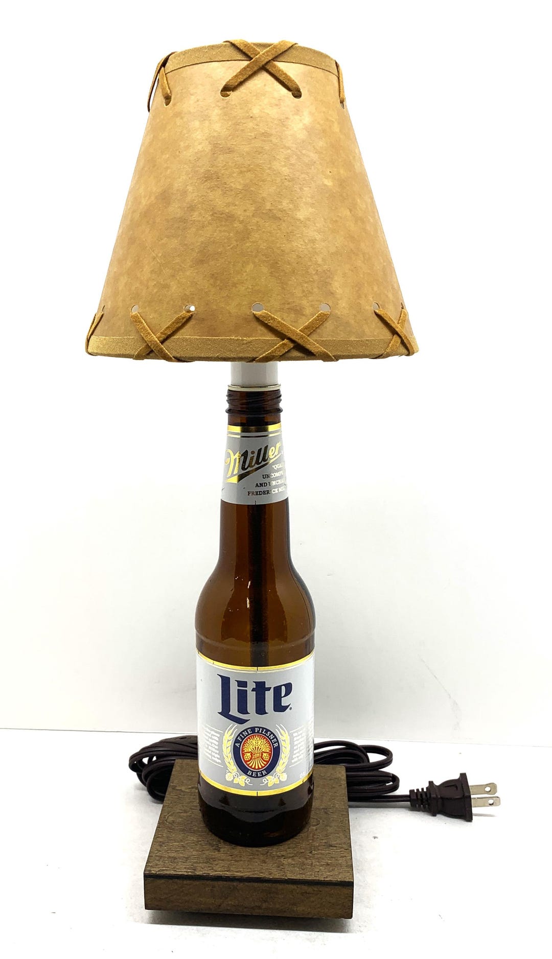 Lite Miller Beer Bottle TABLE LAMP Light Package With Laced Lamp SHADE ...