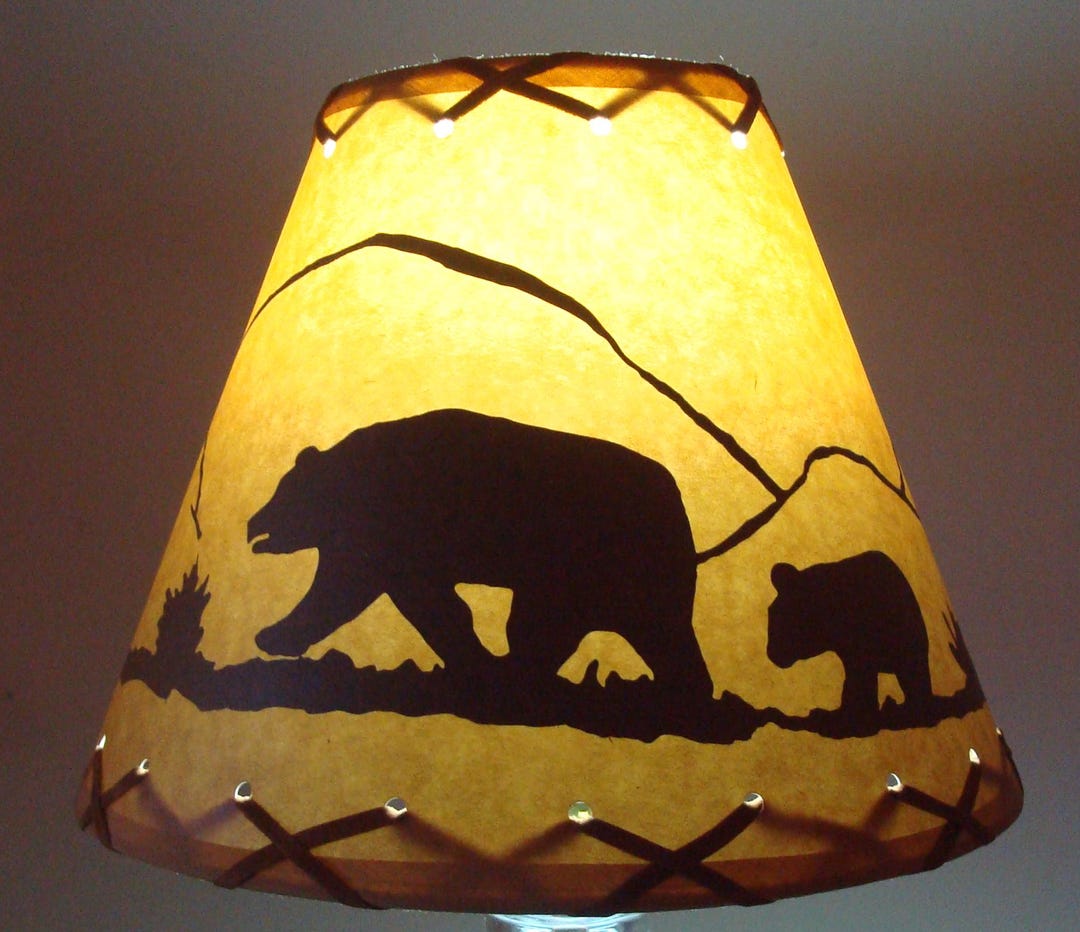 BEAR & Cub Scene Laced 9 Inch Custom Handmade LAMP SHADE With Bulb Clip ...
