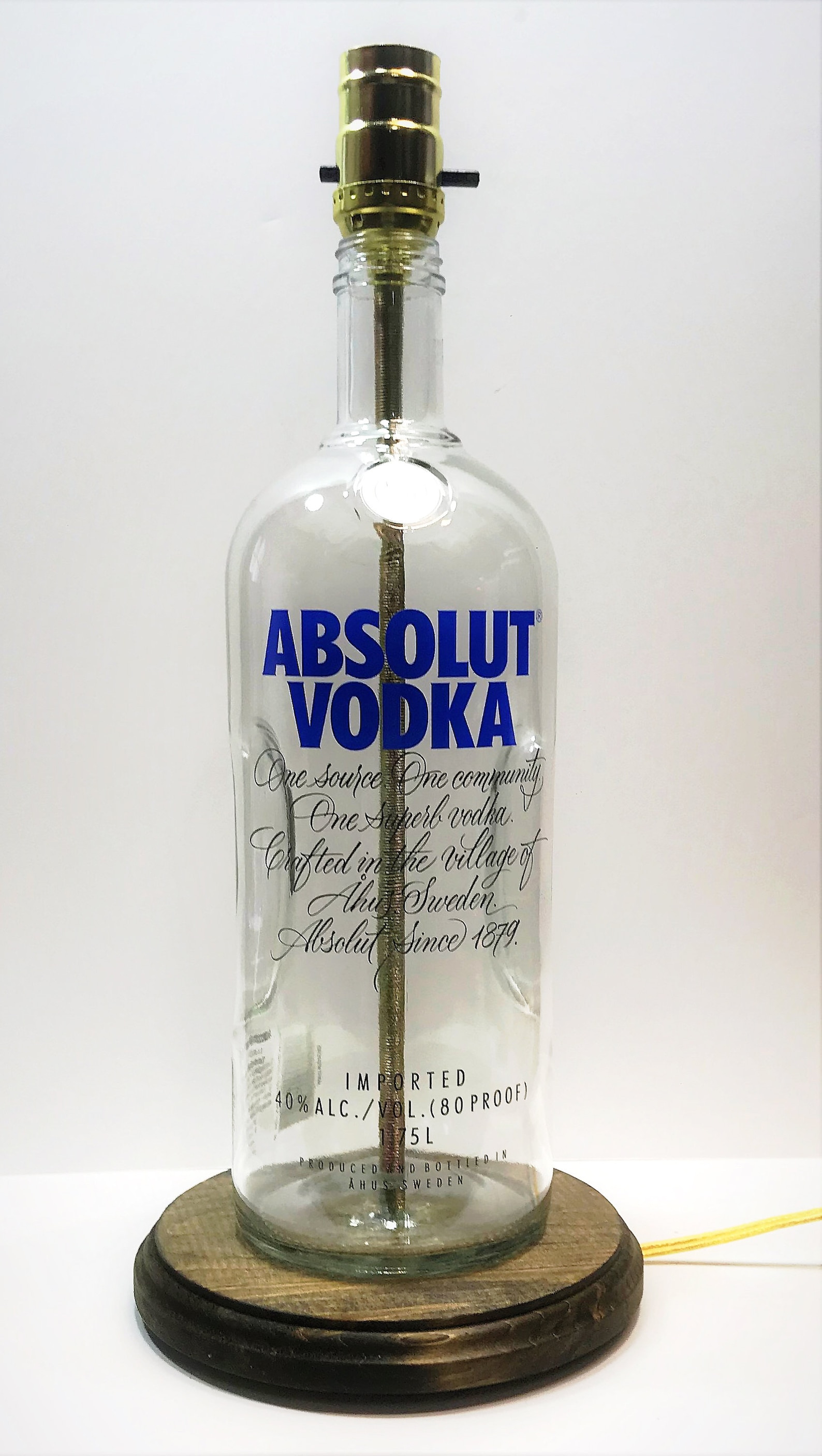 Absolut 1.75L Large Vodka Liquor Bottle TABLE LAMP With Wood - Etsy