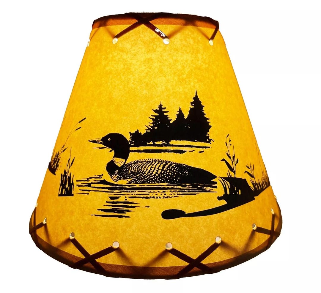 Loon Bird Scene Laced 9 Inch Custom Handmade LAMP SHADE With Bulb Clip ...