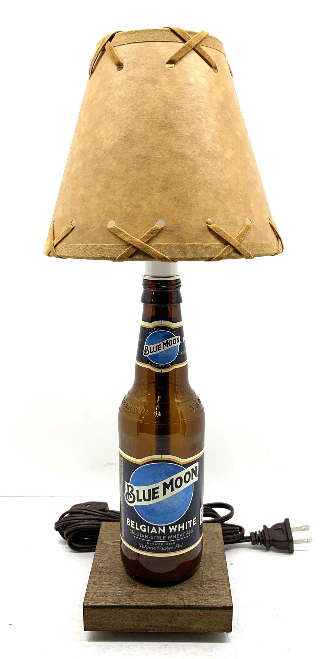 Blue Moon Beer Bottle TABLE LAMP Light Package With Laced SHADE ...