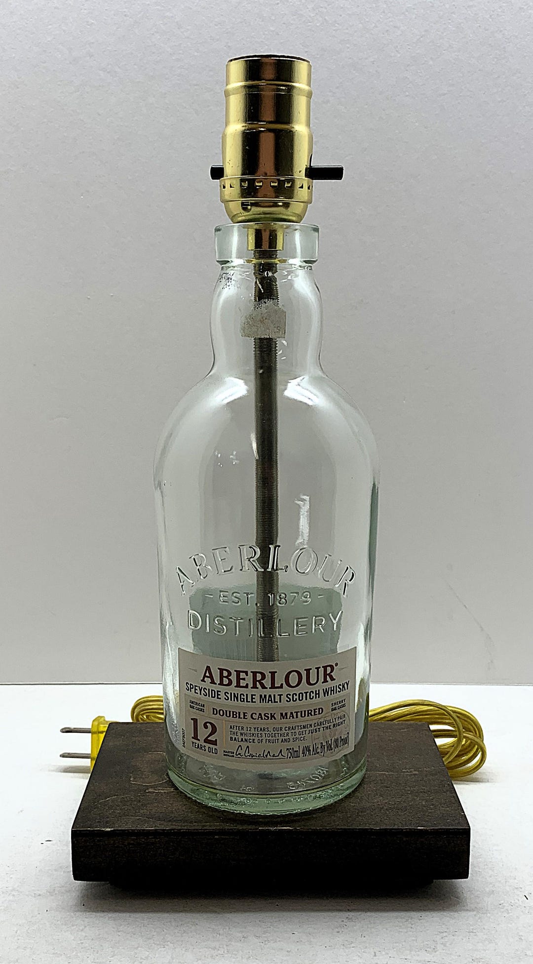 Aberlour Single Malt Scotch Whiskey Liquor Bottle TABLE LAMP W/ Wood ...