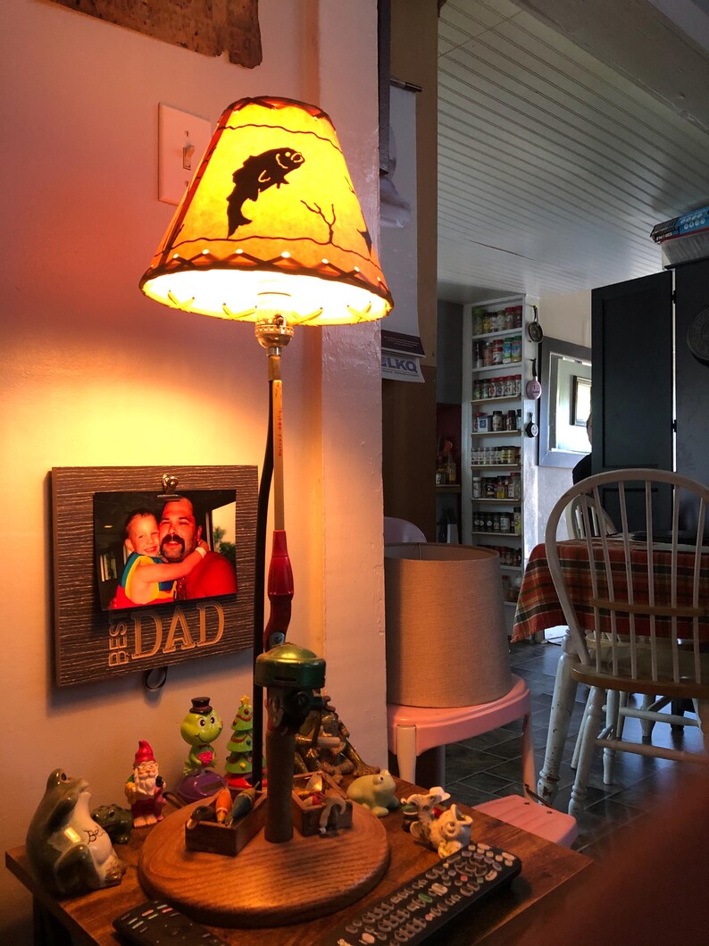 FISH Bass Trout Scene Laced 9 Inch Custom Handmade LAMP SHADE With Bulb ...