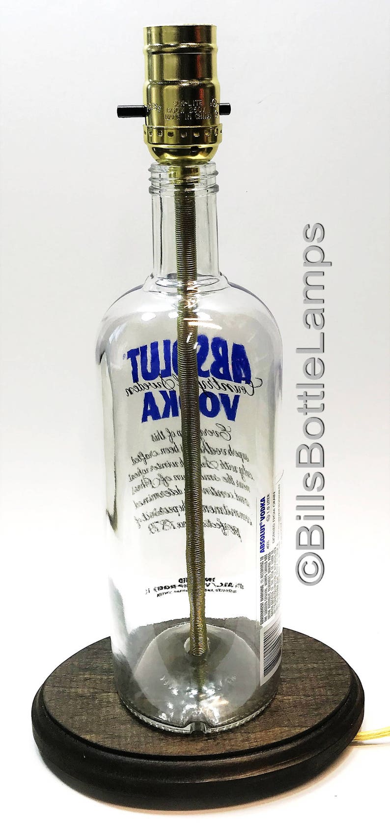 Absolut Vodka Liquor Bottle TABLE LAMP With Wood Base Desk - Etsy