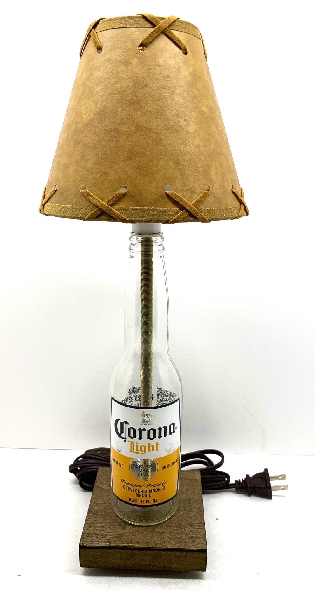 Corona Light Beer Bottle TABLE LAMP Light Package With Laced SHADE ...