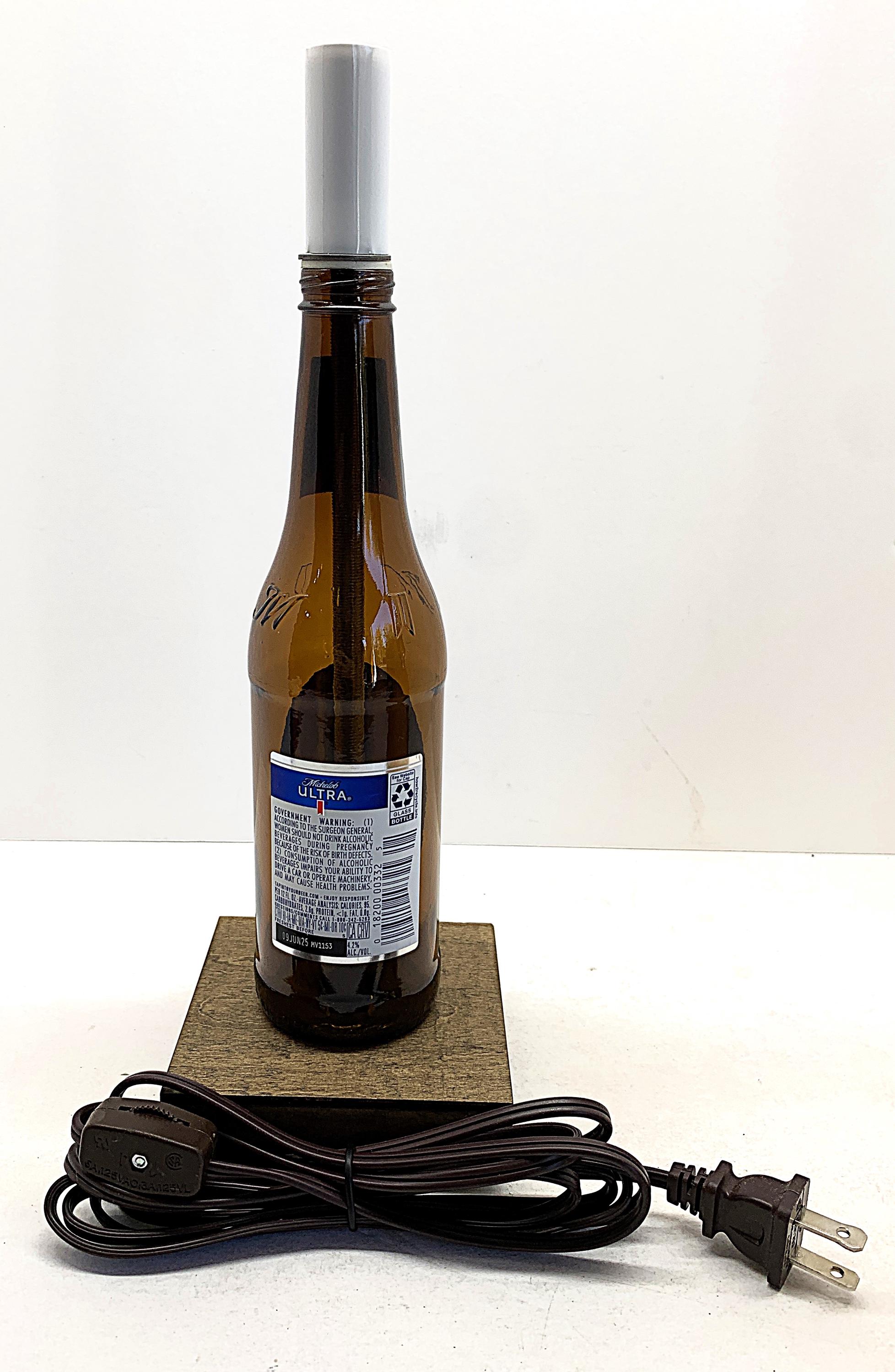Michelob Ultra Beer Bottle TABLE LAMP Light W/ Laced SHADE & Bulb Home ...