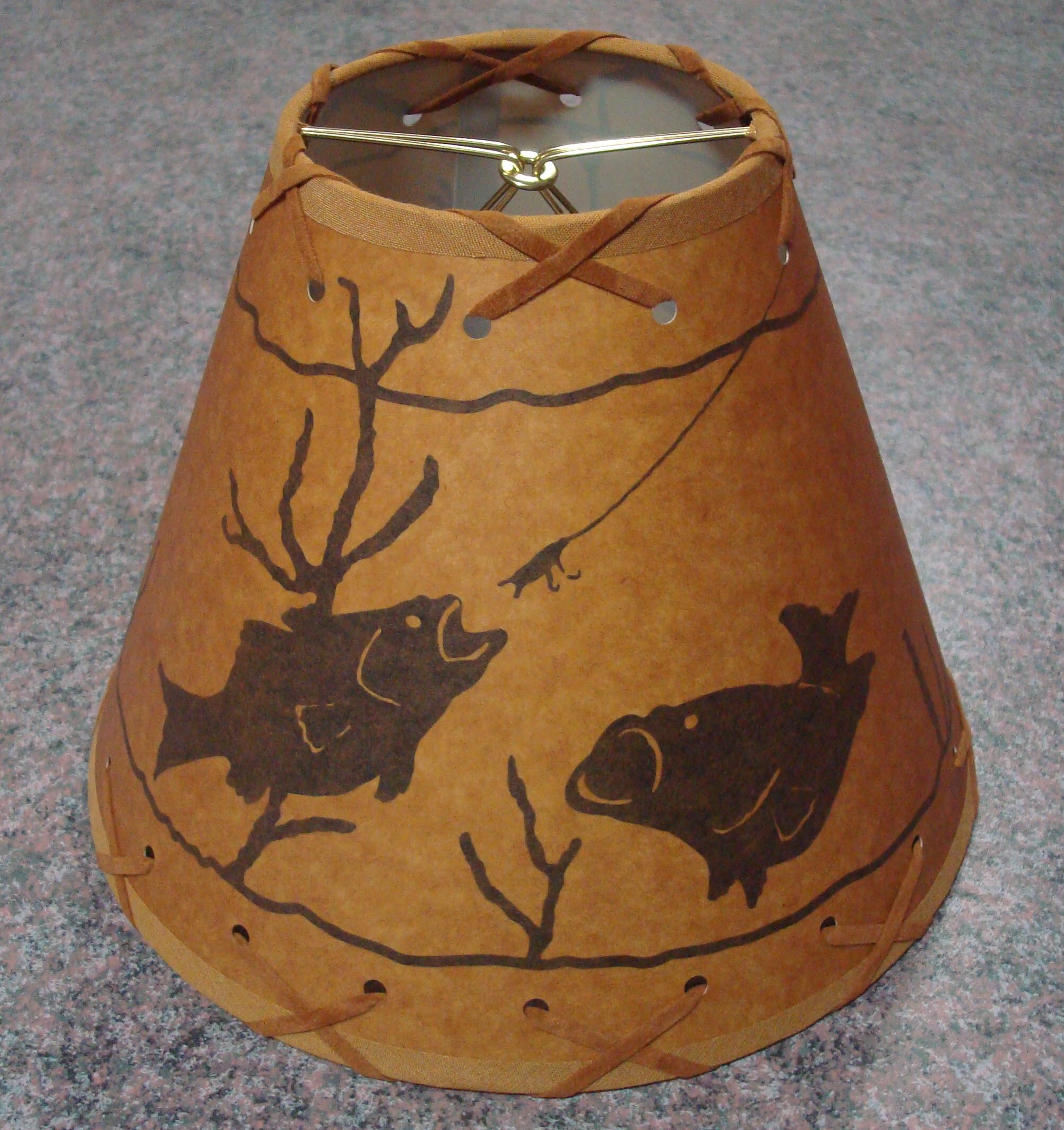 FISH Bass Trout Scene Laced 9 Inch Custom Handmade LAMP SHADE With Bulb ...