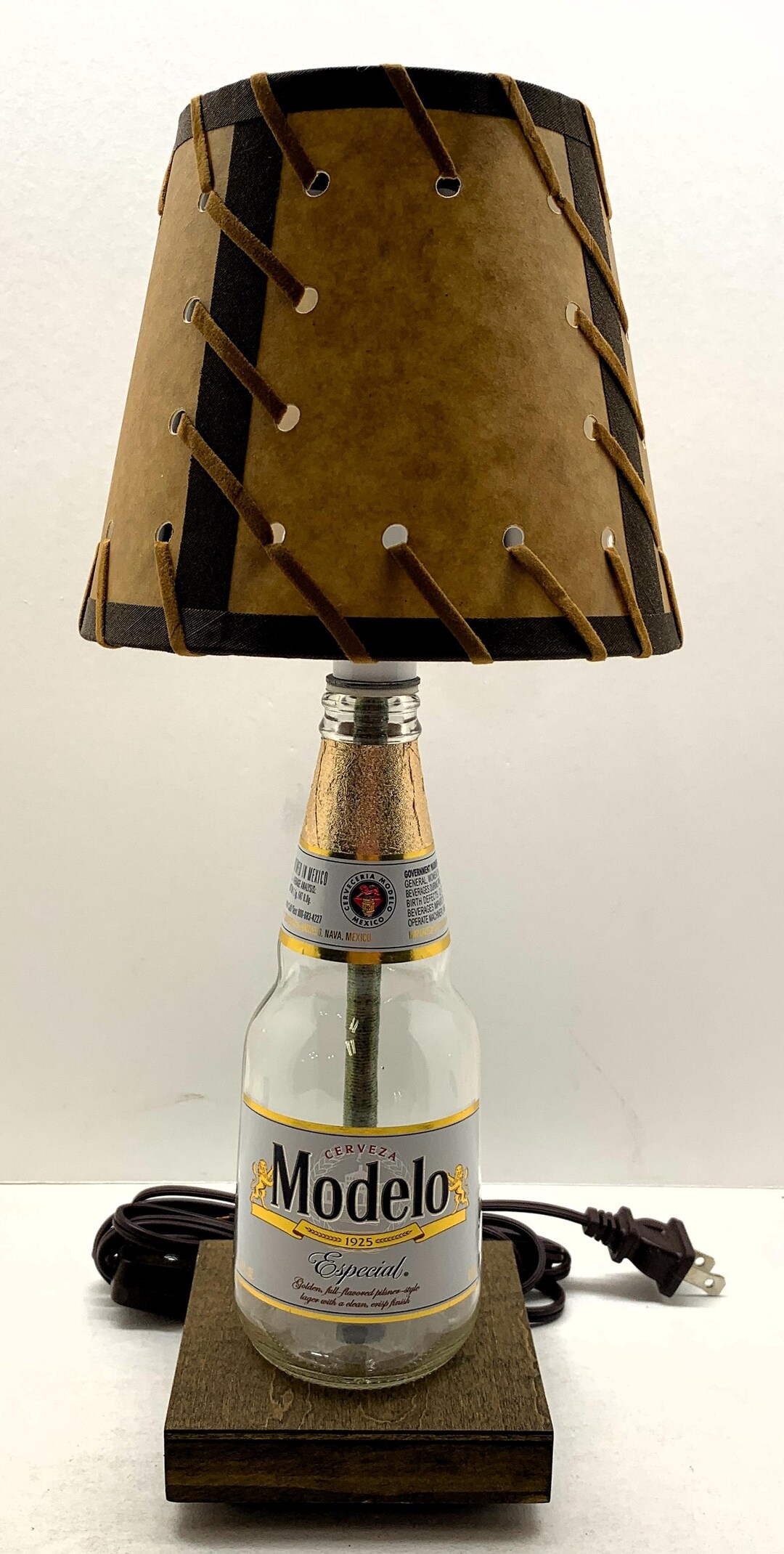 Modelo Beer Bottle TABLE LAMP Light Package With Double Laced SHADE ...
