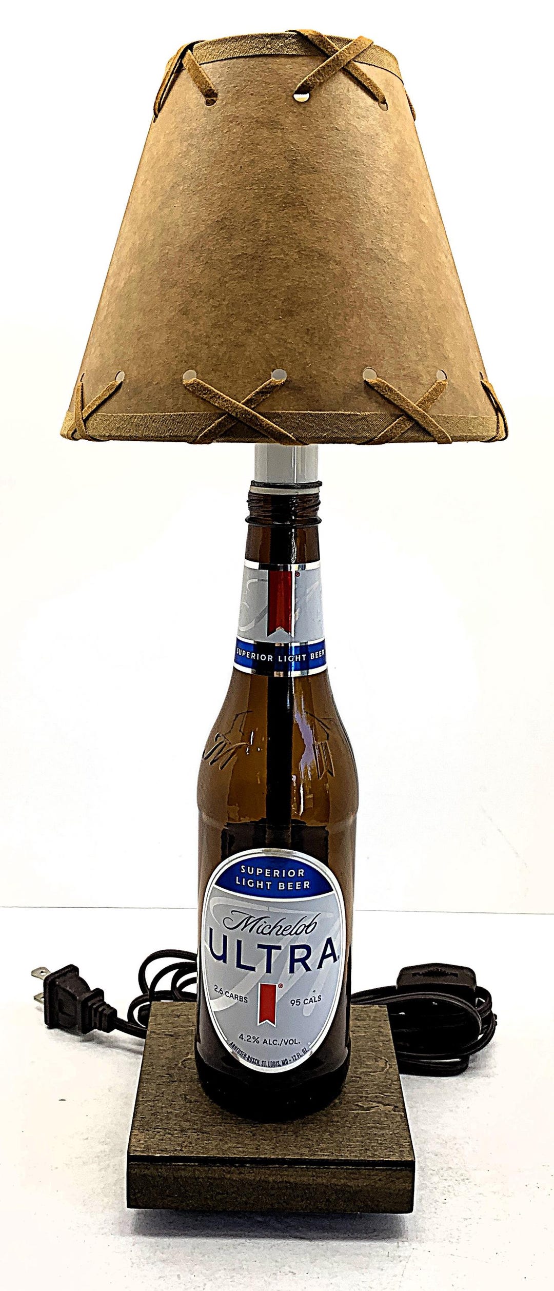 Michelob Ultra Beer Bottle TABLE LAMP Light W/ Laced SHADE & Bulb Home ...