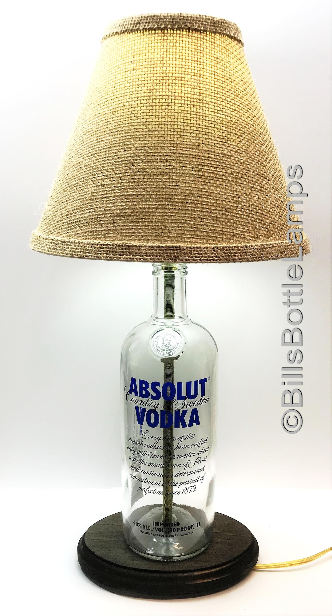 Absolut Vodka Licor Botella LÁMPARA PAQUETE con sombra de arpillera ...