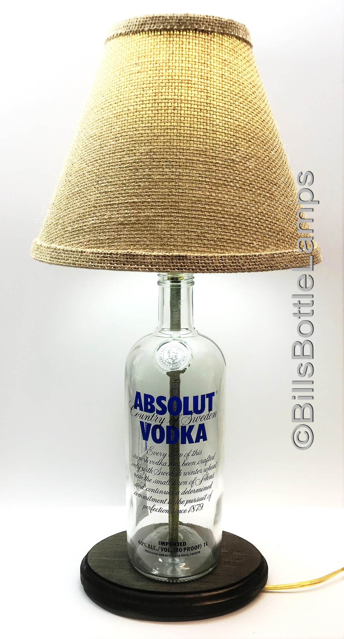 Absolut Vodka Liquor Bottle LAMP PACKAGE With Burlap Shade - Etsy UK