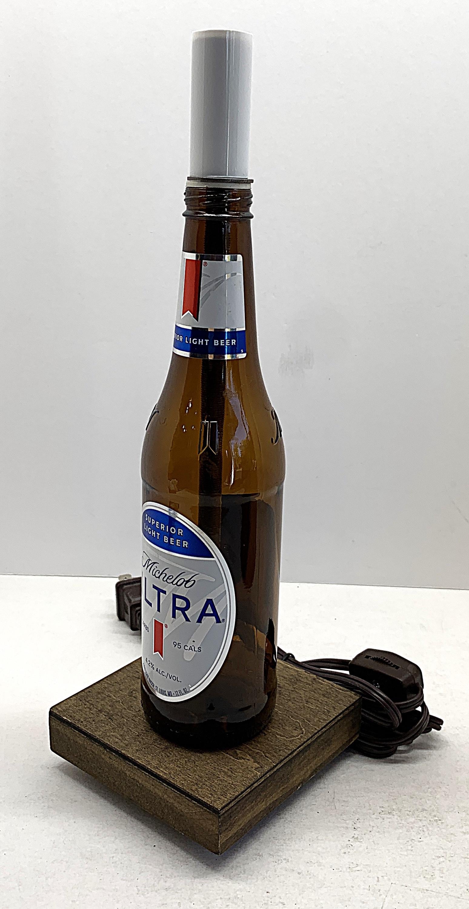 Michelob Ultra Beer Bottle TABLE LAMP Light W/ Laced SHADE & Bulb Home ...