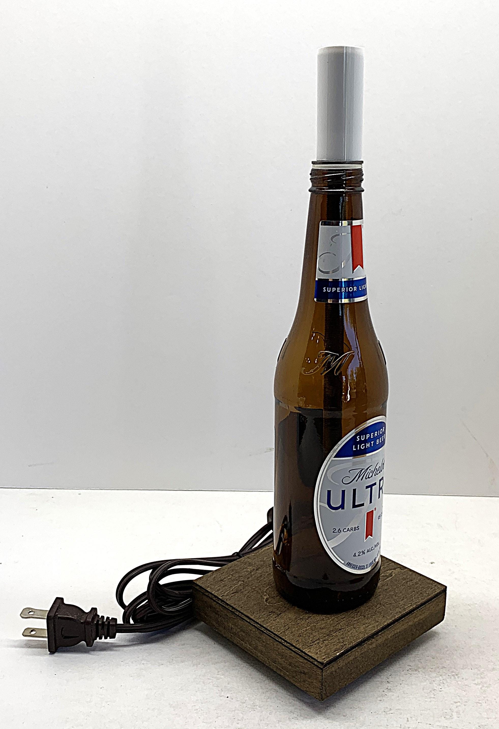 Michelob Ultra Beer Bottle TABLE LAMP Light W/ Laced SHADE & Bulb Home ...
