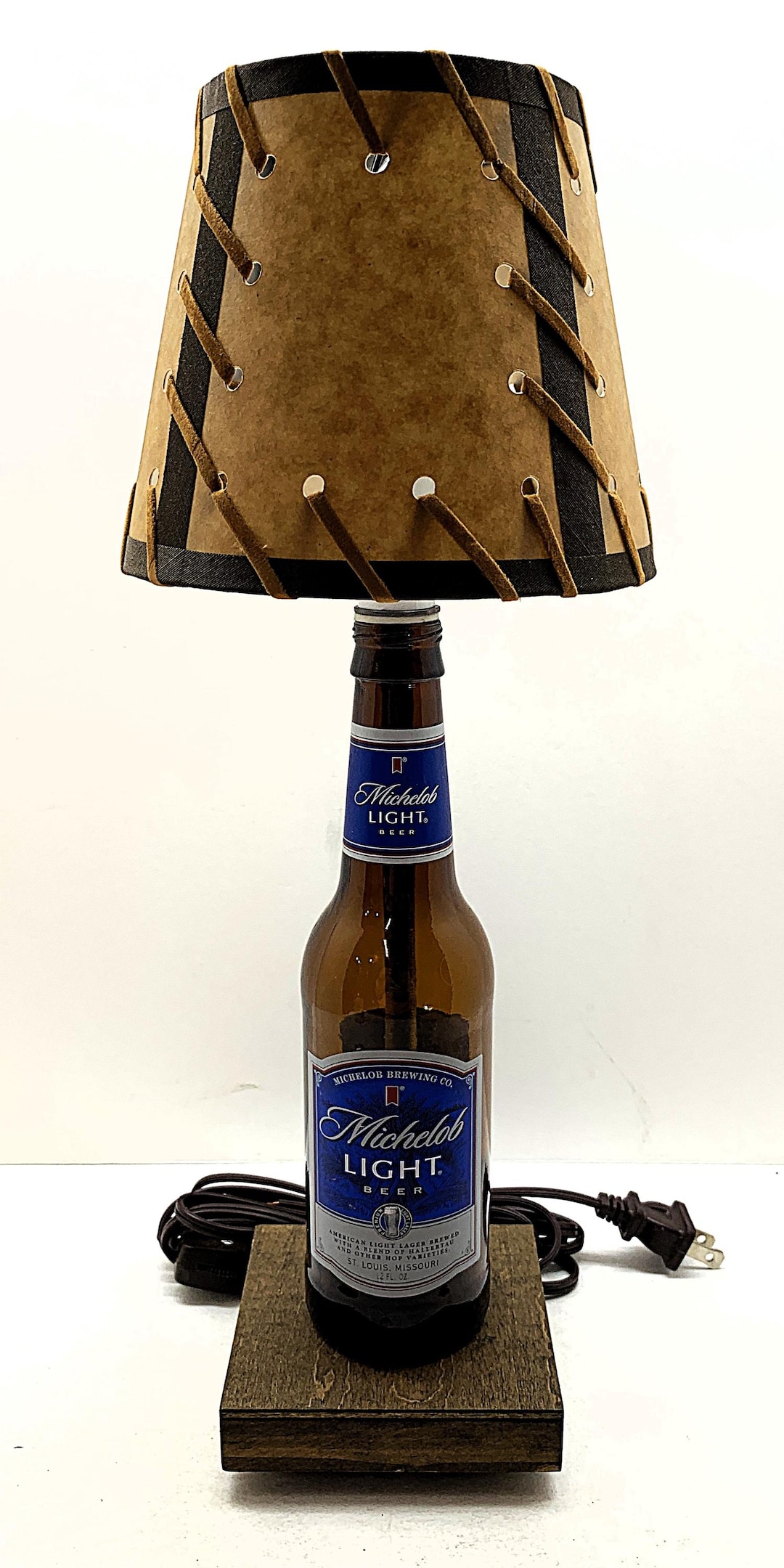 Michelob Light Beer Bottle TABLE LAMP Light Package With Double Laced ...