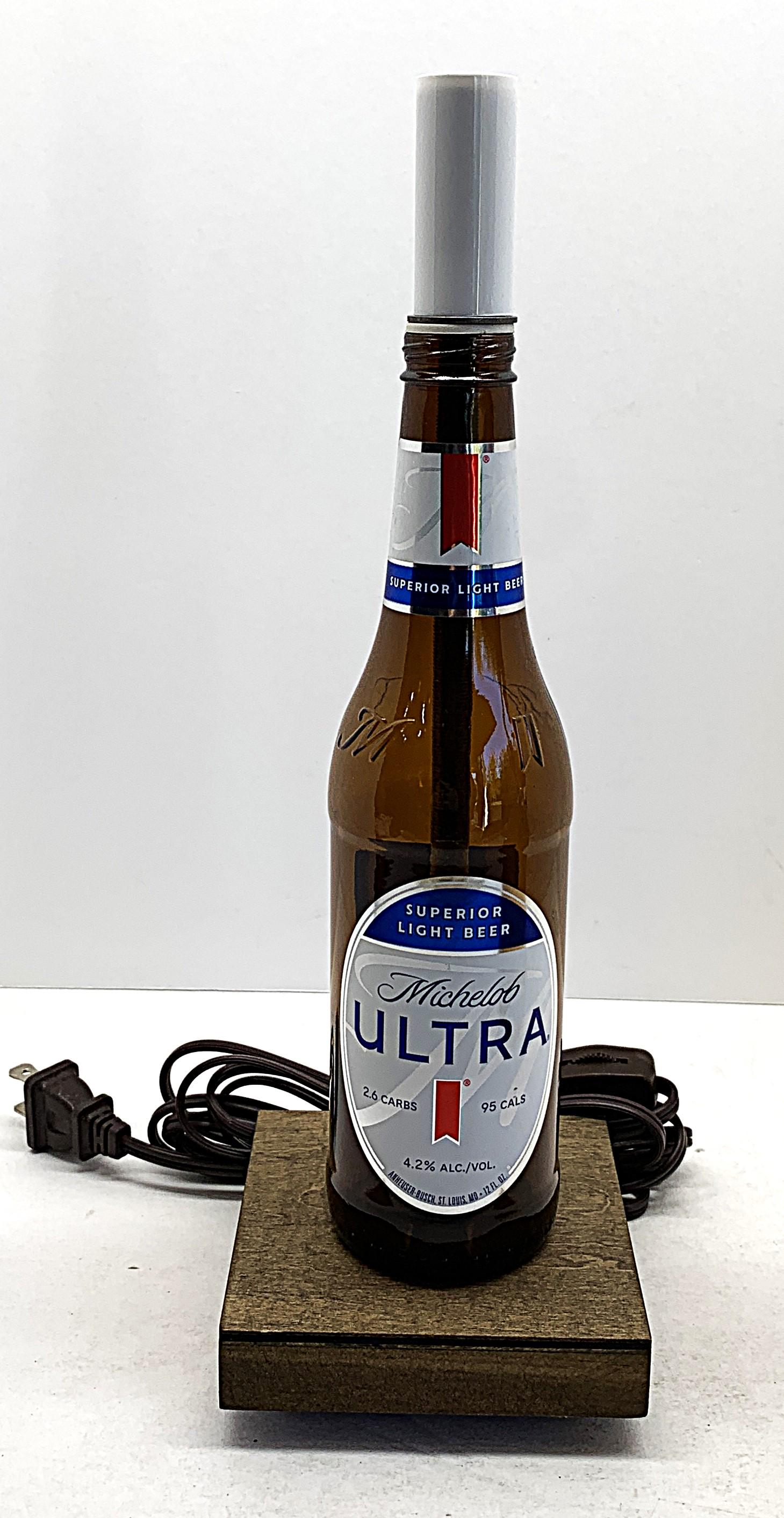 Michelob Ultra Beer Bottle TABLE LAMP Light W/ Laced SHADE & Bulb Home ...
