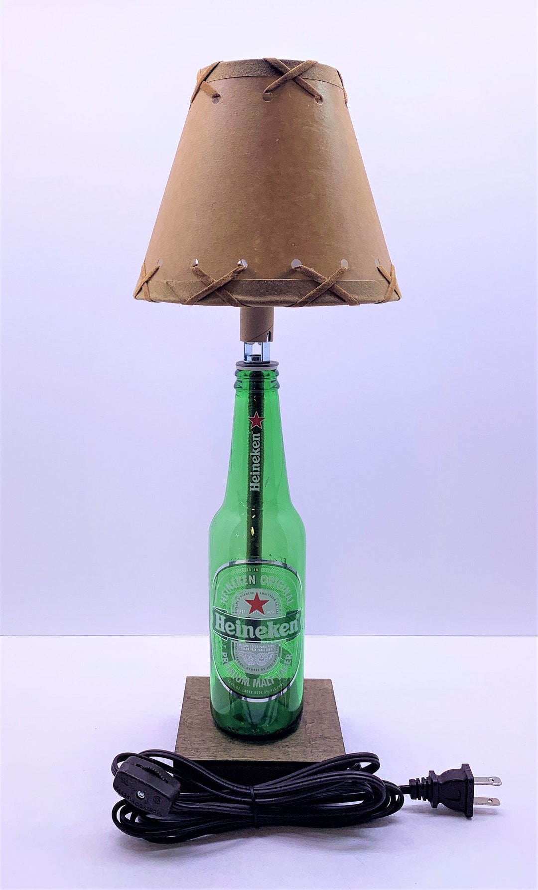 Heineken Beer Bottle TABLE LAMP Light Package With Laced SHADE ...