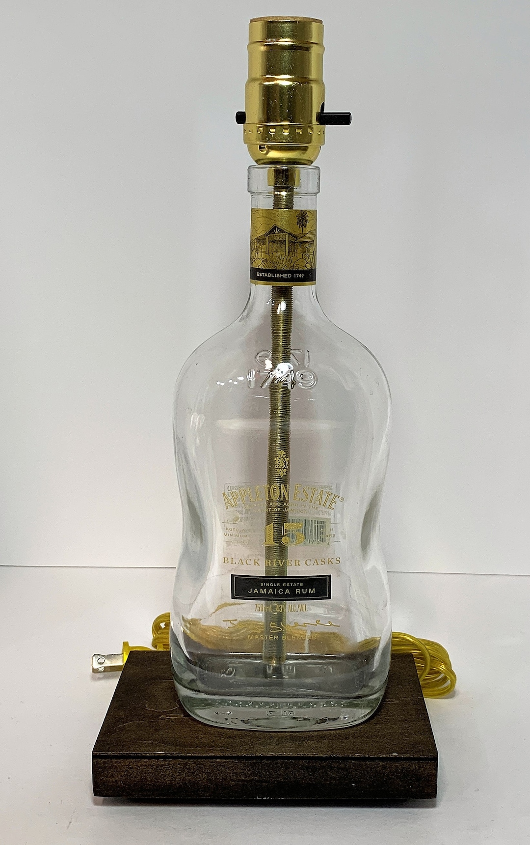 Appleton Estate Rum Liquor Bottle TABLE LAMP With Wood Base, Desk ...