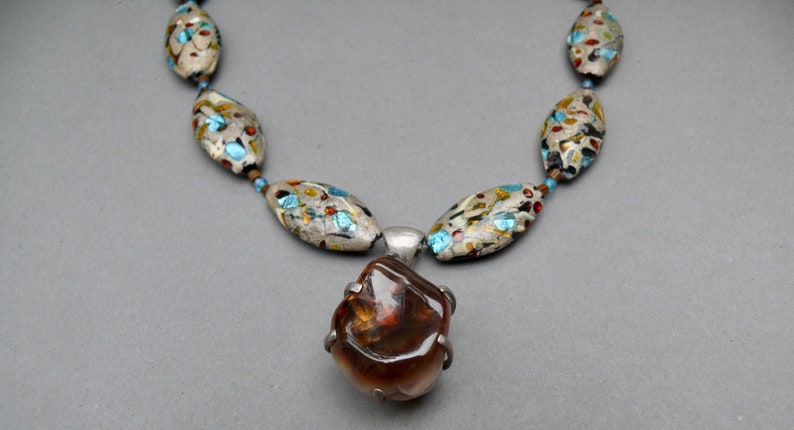 Confetti - Fire Agate and Lampwork. Light Makes the Agate to Glow With ...