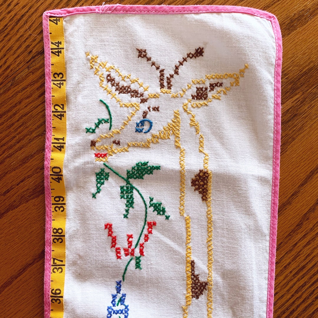 Vintage Embroidered Growth Chart, Fabric Growth Chart, Vintage Nursery ...